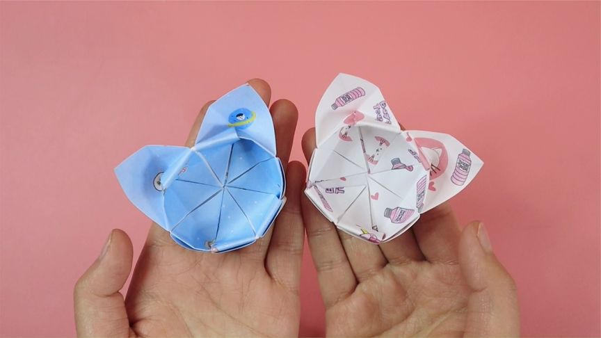 创意手工折纸,简单可爱的猫耳朵收纳盒,可以放一些小东西呢