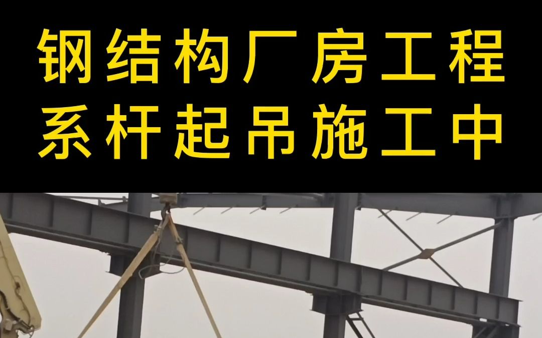 4连跨钢结构厂房工程,现场正在系杆的吊装施工中#钢结构厂房 #钢...