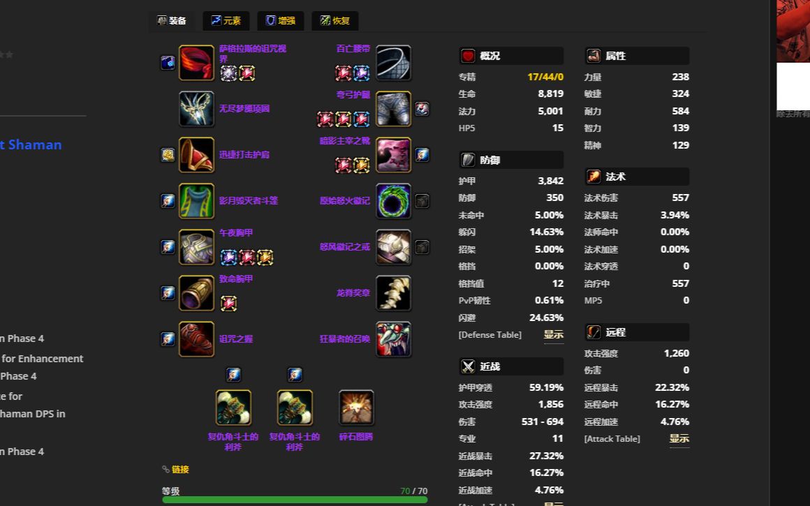 【魔兽世界TBC】P4增强萨Bis装备推荐!