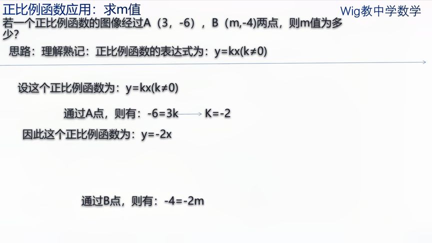 正比例函数应用:求m值(8年级数学)