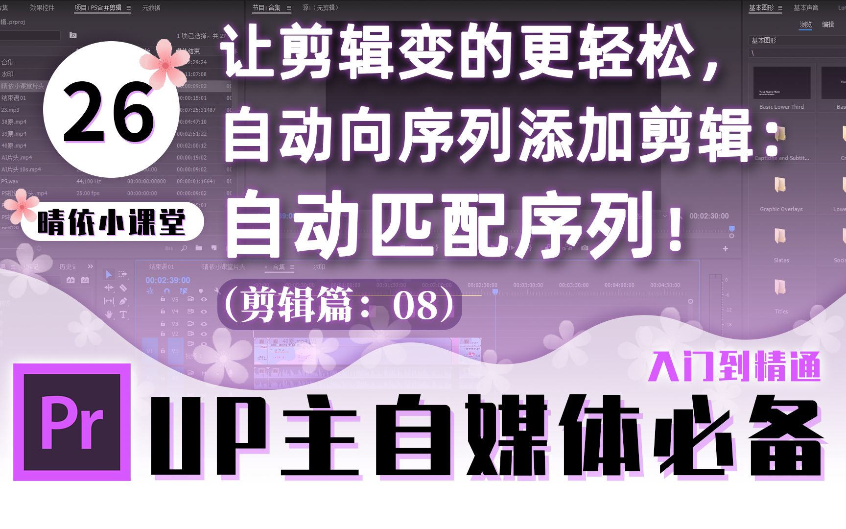 【PR教程】26:让剪辑变的更轻松,自动向序列添加剪辑:自动匹配序列!...