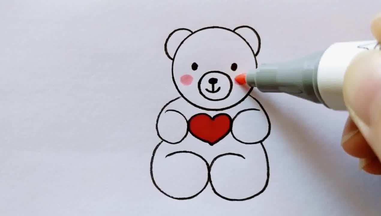这样画小熊超简单哦,亲子简笔画教学!