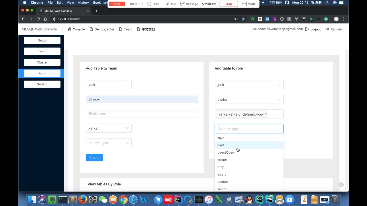 MLSQL Console 表权限教程