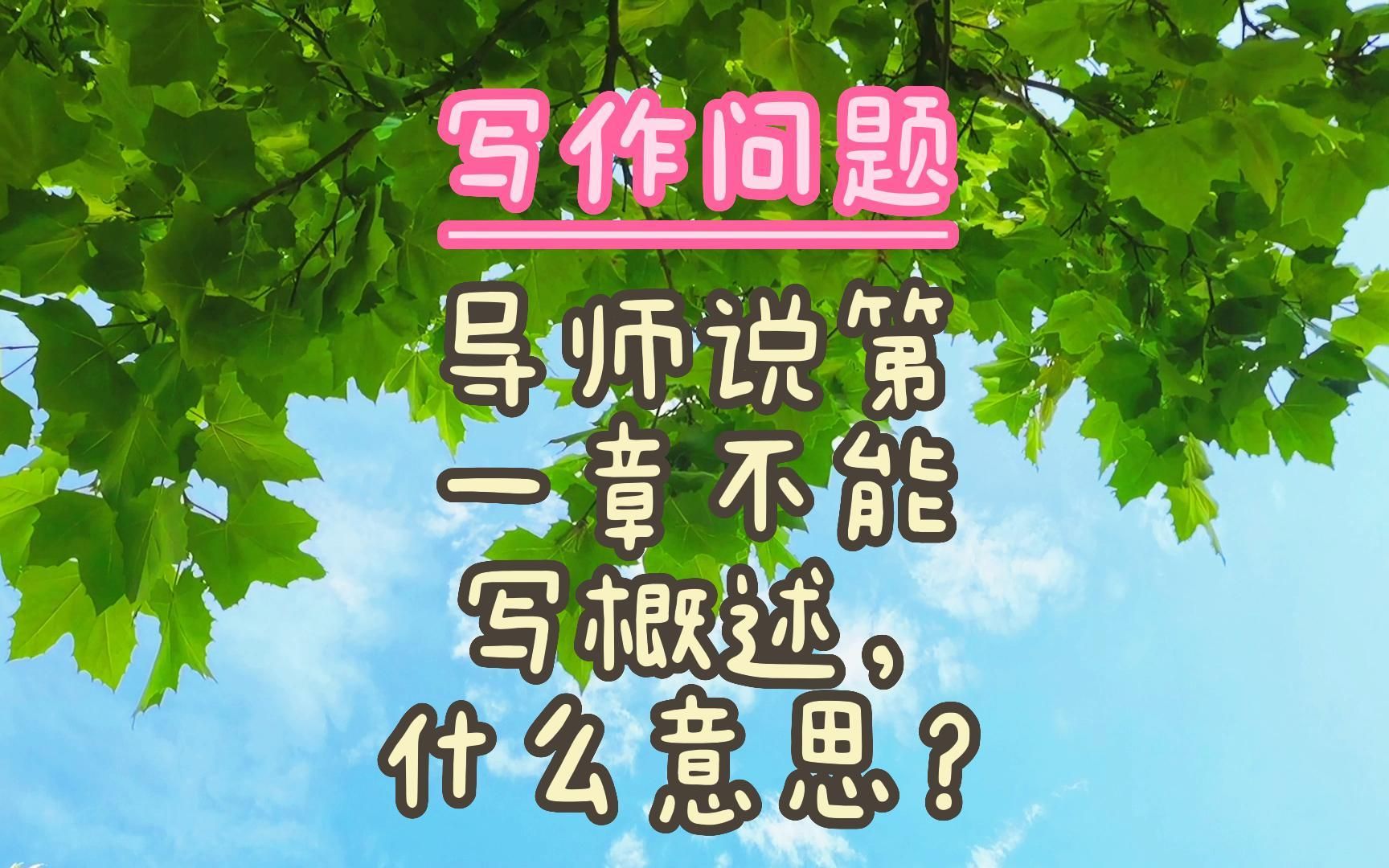 导师说第一章不能写概述,什么意思?