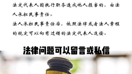 法定代表人因执行职务造成他人损害的,由法人承担民事责任。法人...