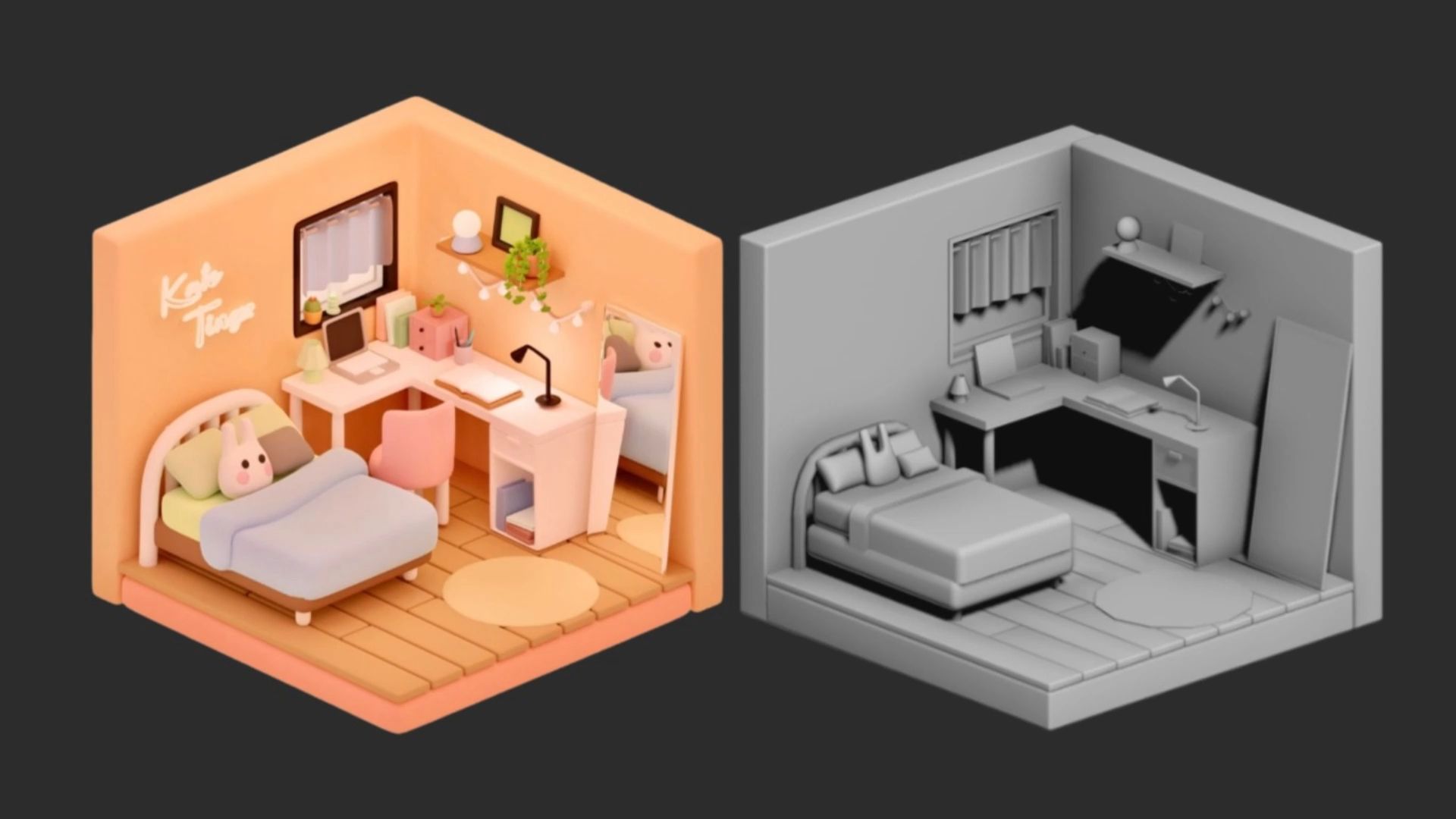 ...建模】卡通室内卧室场景详细教学,适合零基础跟着学习的简单小案例!