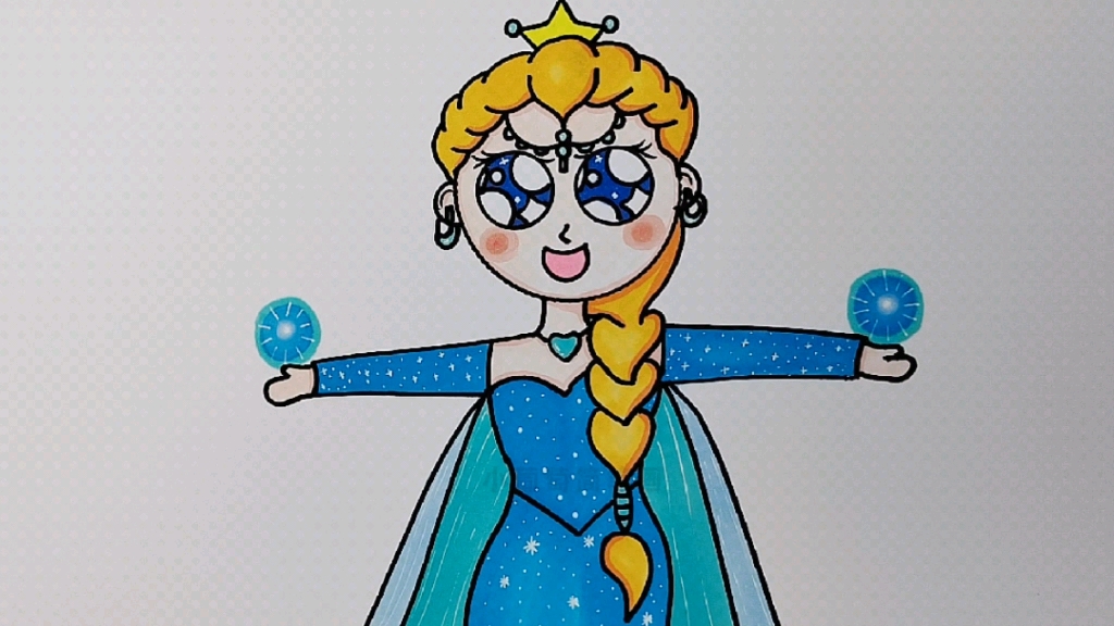 艾莎公主简笔画,听说每个女孩都有个公主梦,今天教你们画冰雪奇缘的...