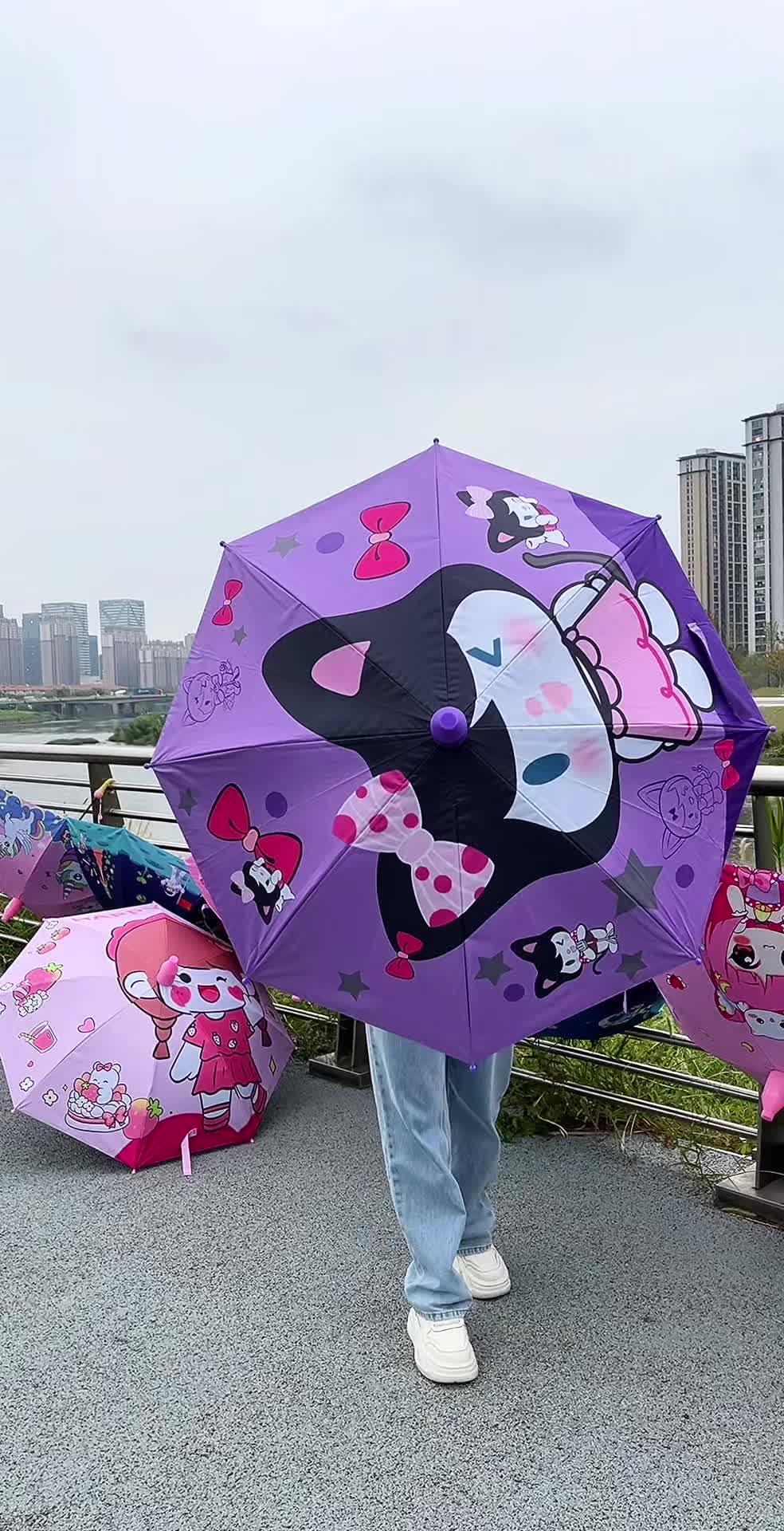 孩子上学专用晴雨伞,长柄黑胶防晒防夹手,安全轻便又好看#晴雨两用...