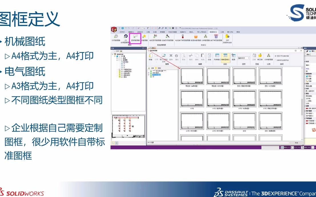 SOLIDWORKS Electrical为企业定制图框模板——硕迪科技