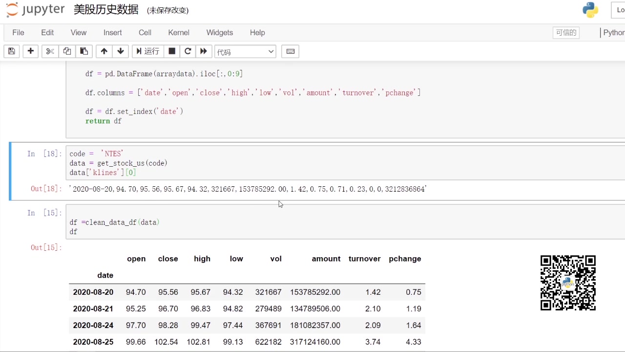 【python数据分析】股票日线数据清洗json格式转为DataFrame python...