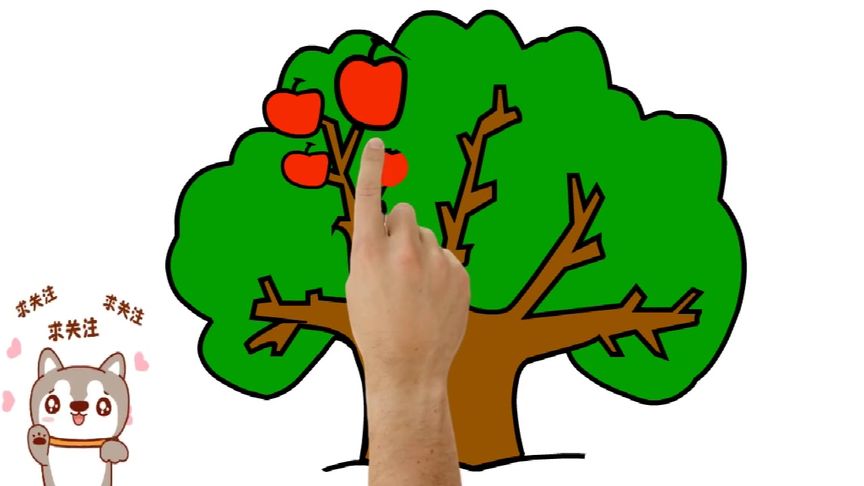 非常简单的苹果树简笔画教程,教小孩儿童幼儿学画苹果树,画画全