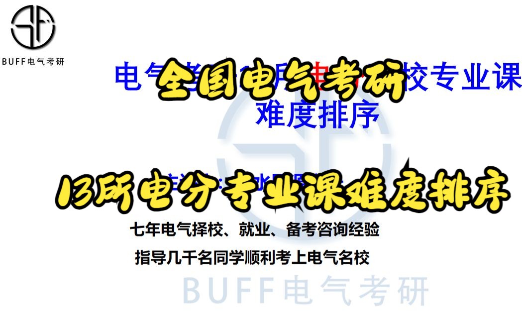 全国电气考研电分专业课难度排序,到底谁才是顶级难度?