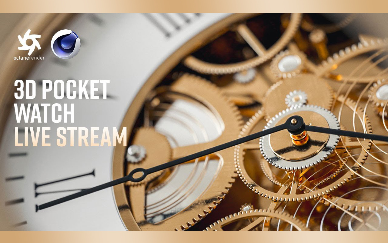 C4D-3D建模 怀表建模-OC实时渲染