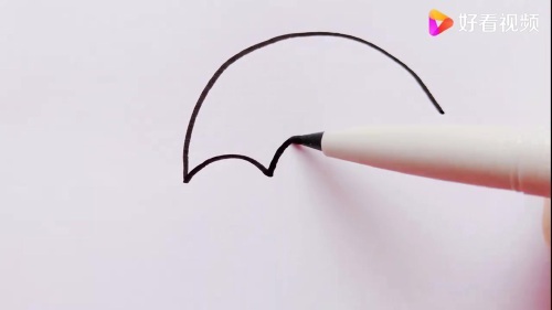 亲子简笔画教程,粉色雨伞画法,你爱不爱