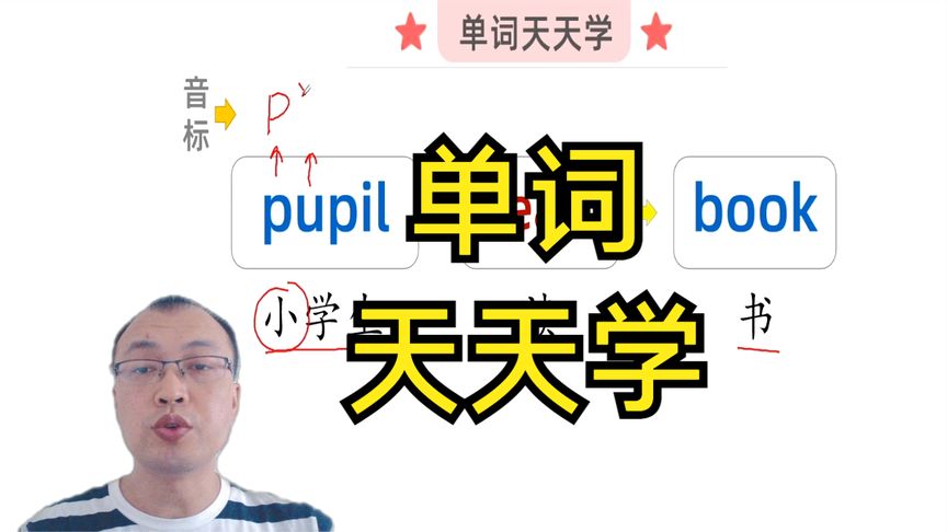 英语单词教学,1分钟学3个单词,pupil read book