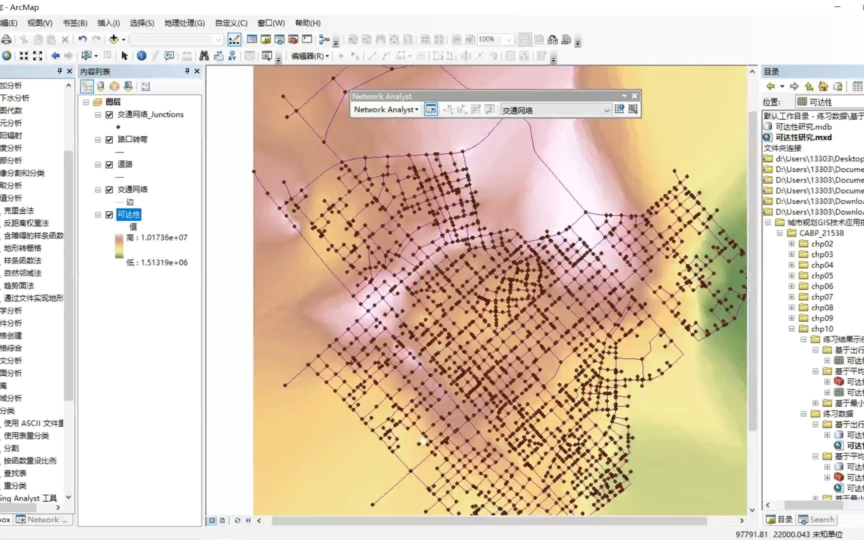 Arcgis评级专题之交通评价之基于出行范围的可达性评价