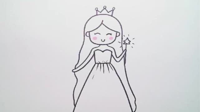 可爱小公主简笔画,亲子简笔画教学!