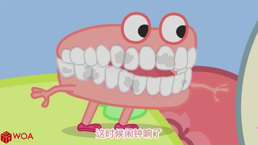 儿童卡通动画:牙齿很脏哀求沃尔夫清理,可沃尔夫一把推开了它