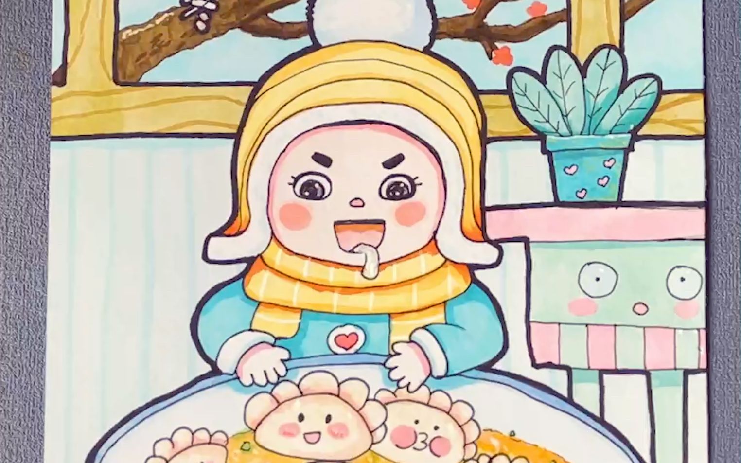 马克笔绘画教程-冬至吃饺子