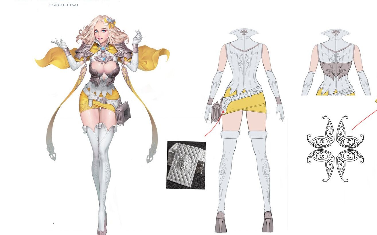 3Dmax人物建模,游戏三视图女性角色3D模型制作