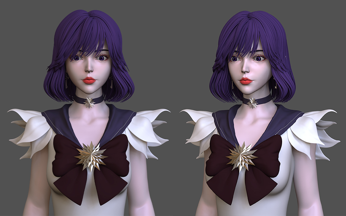 【Zbrush人物雕刻】教你从球如何到高质量美女角色雕刻/头发造型人物...