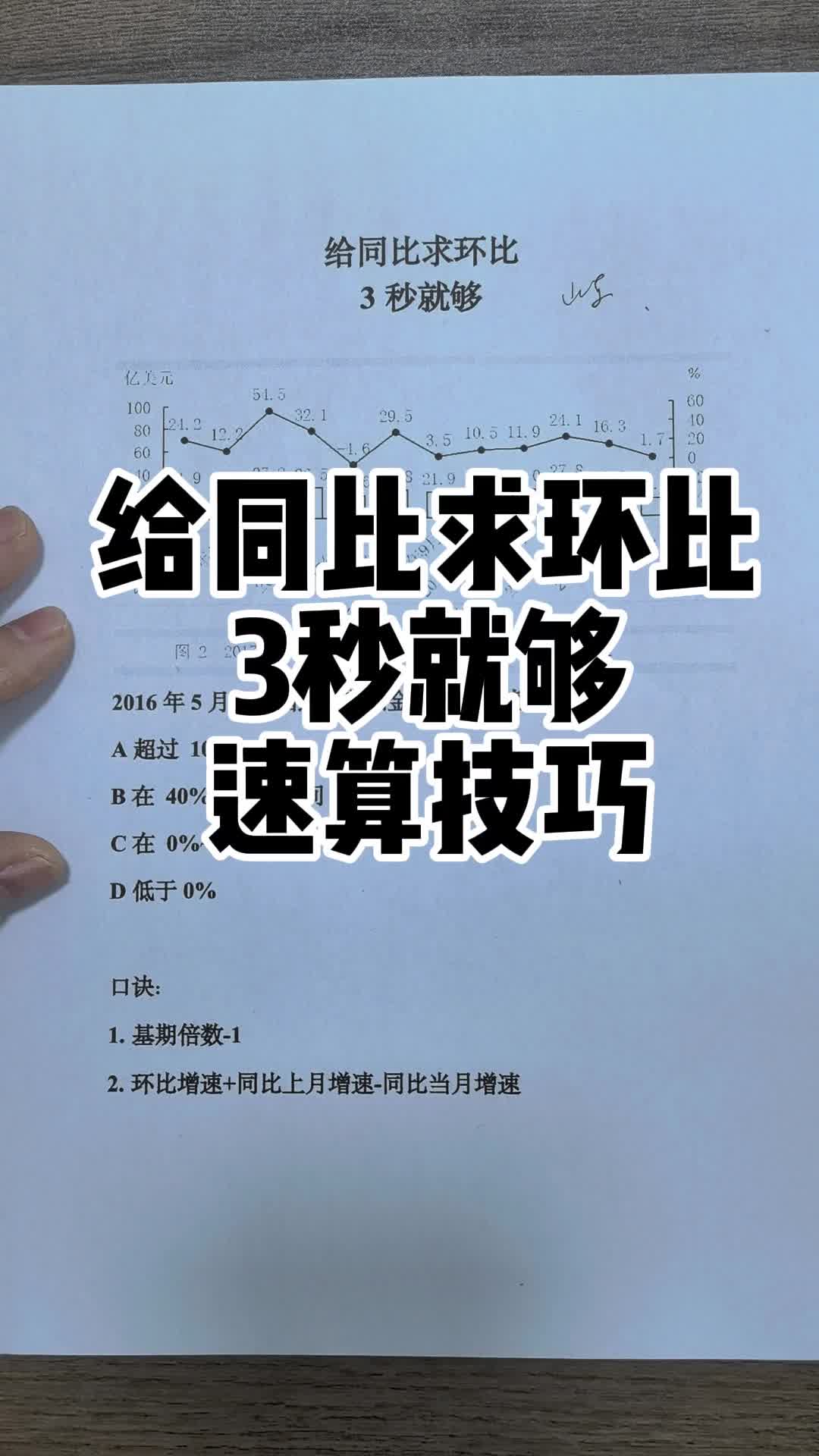 给同比求环比3秒就够,资料分析速算技巧#资料分析 #行测 # 给同比求...