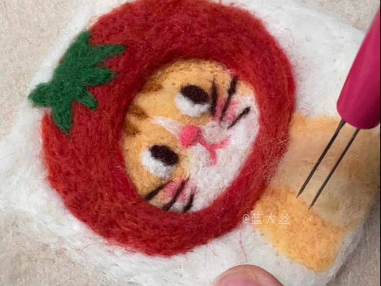 蓝大丝羊毛毡当|羊毛毡戳可爱的画也太治愈了