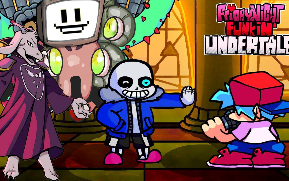 FNF周五夜放克:《传说之下》优质模组,VS 中二羊、小花和Sans!