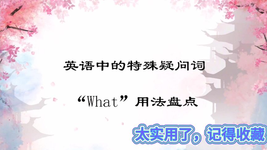 英语中的特殊疑问词“what”用法盘点