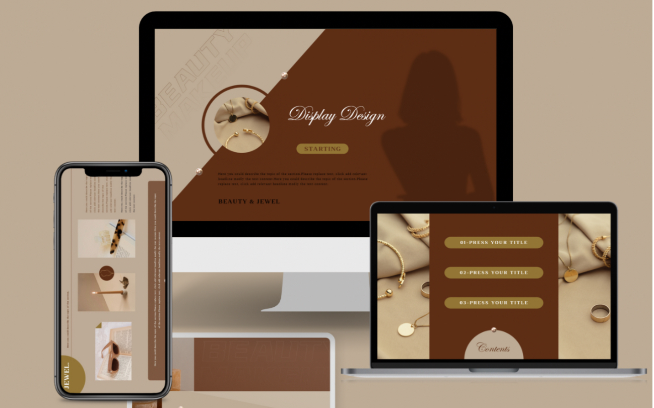 复古色高级感设计展示ppt模板|No.159