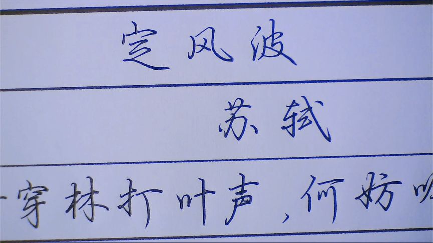 硬笔行楷抄苏轼词:定风波