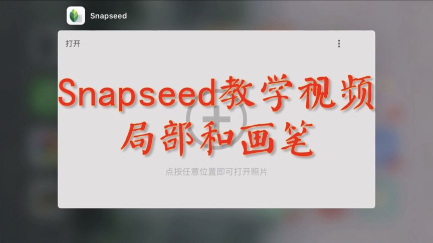 Snapseed教学视频 手机修图app 基础教程 摄影修图 局部与画笔