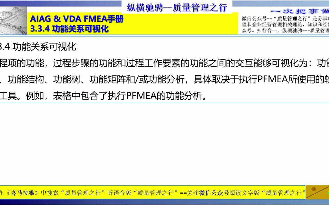 112 3.3.4 功能关系可视化 FMEA手册培训 质量管理工具