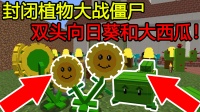 煞神MC幸运挑战2 第406集 我的世界:封闭植物大战僵尸,双头向日葵和...