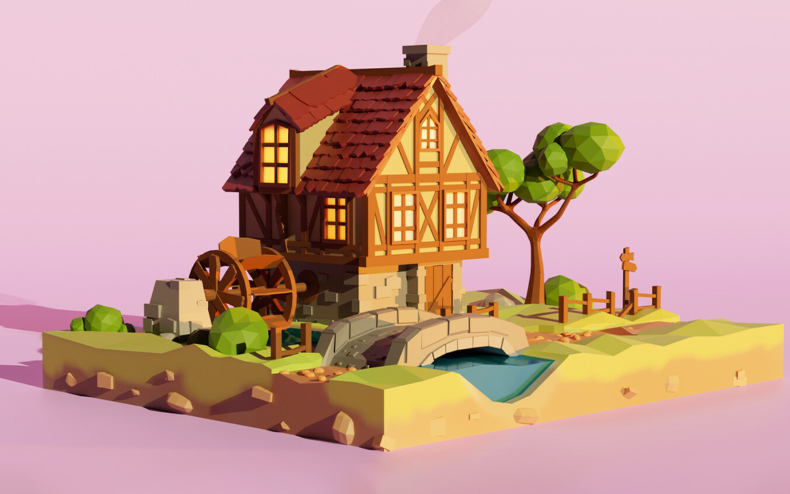 【3dmax场景建模】纯色场景房子模型制作,零基础建模案例讲解