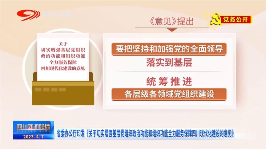 .基层党组织政治功能和组织功能全力服务保障四川现代化建设的意见》