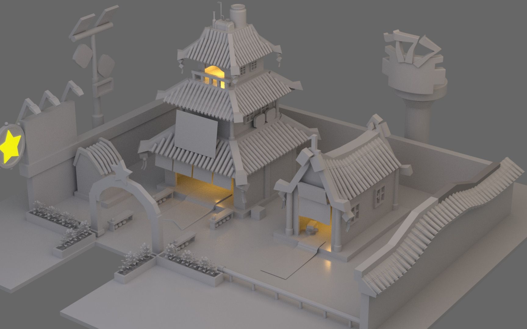 【Maya建模】大型古建筑场景模型制作,Maya超详细的楼房案例讲解-*1