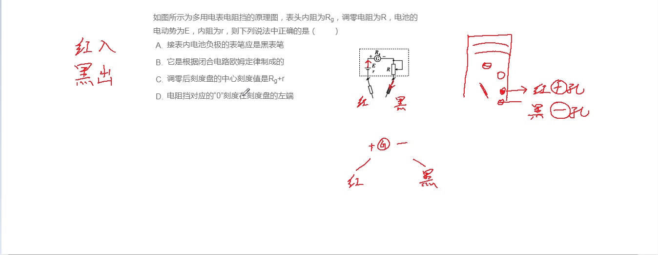 高中物理多用电表内部构造及使用方法