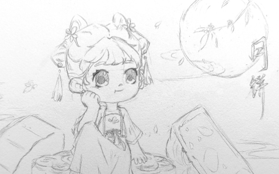 发发线稿,画个中式点心系列