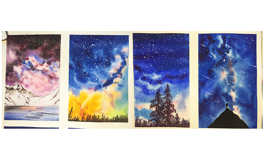 一口气画4个星空!无脑星空示范,真的超简单