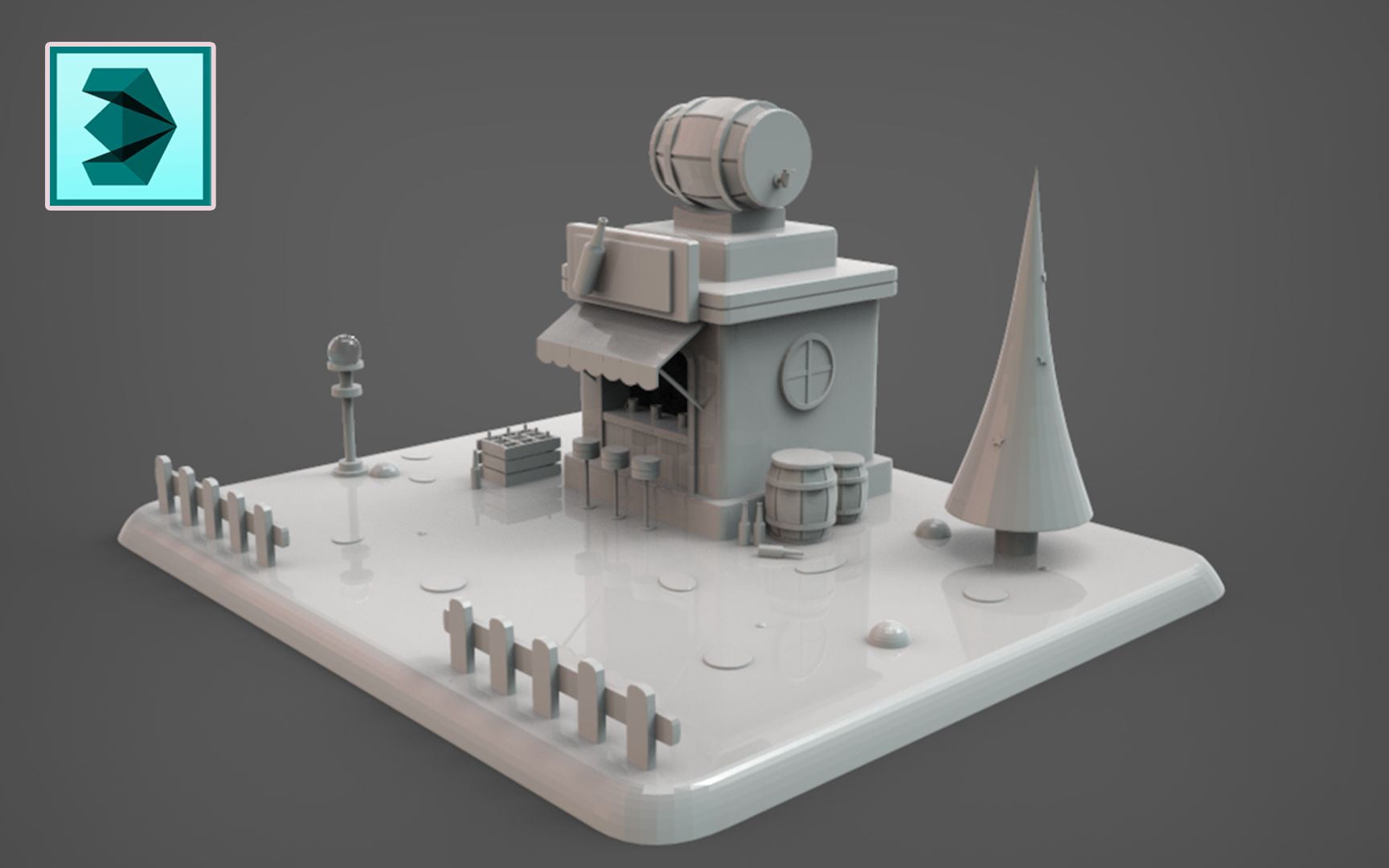 【3d建模】零基础小场景完整白模制作教程 从零开始带你制作出一个...