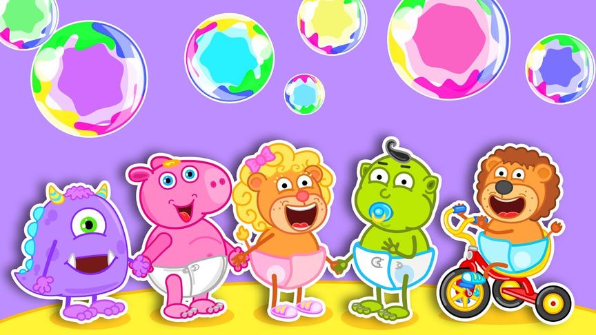 卡通益智动画 小动物一起吹泡泡