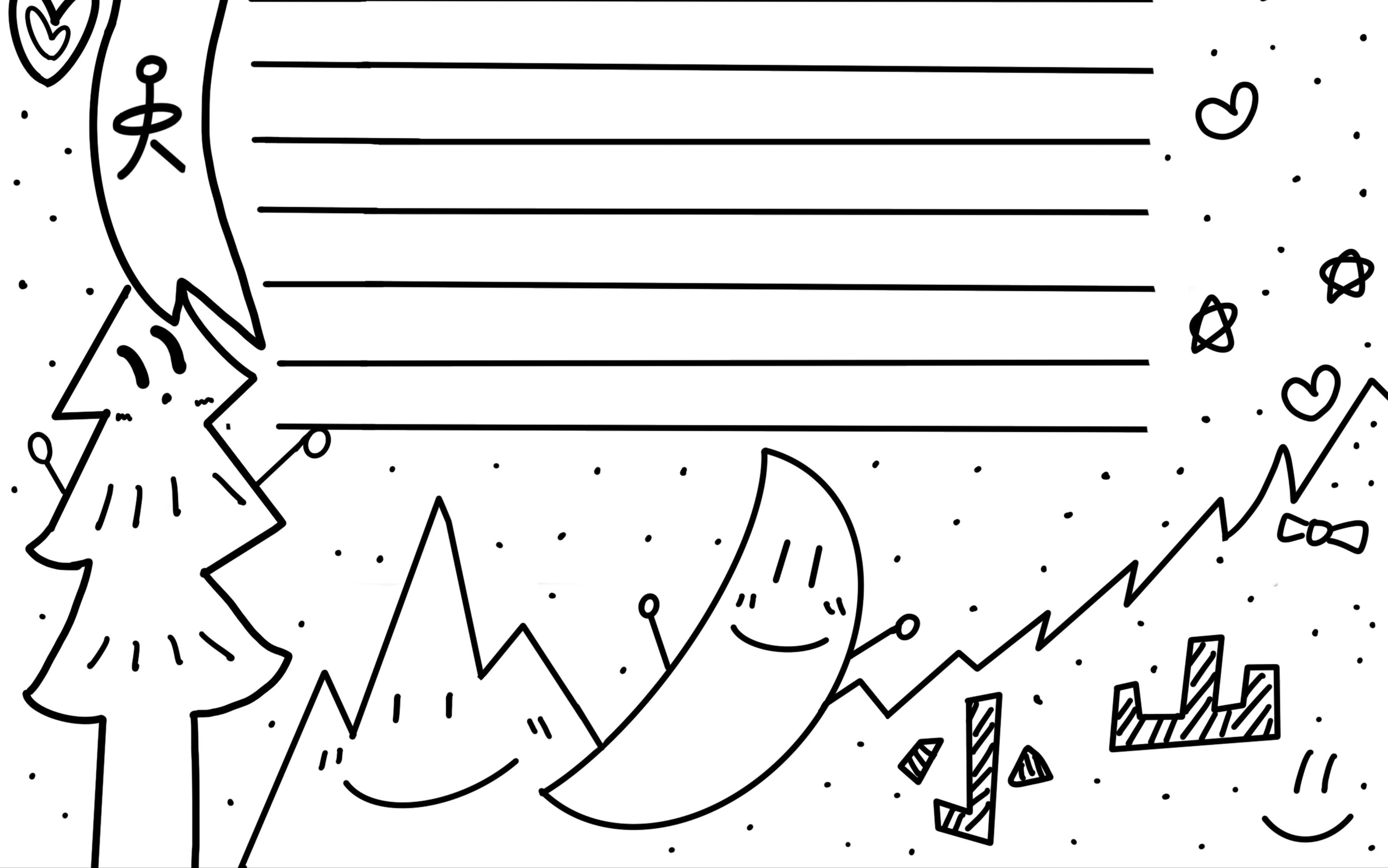 【黑白信纸模版】为蓝信封配对妹妹自制了通信模版