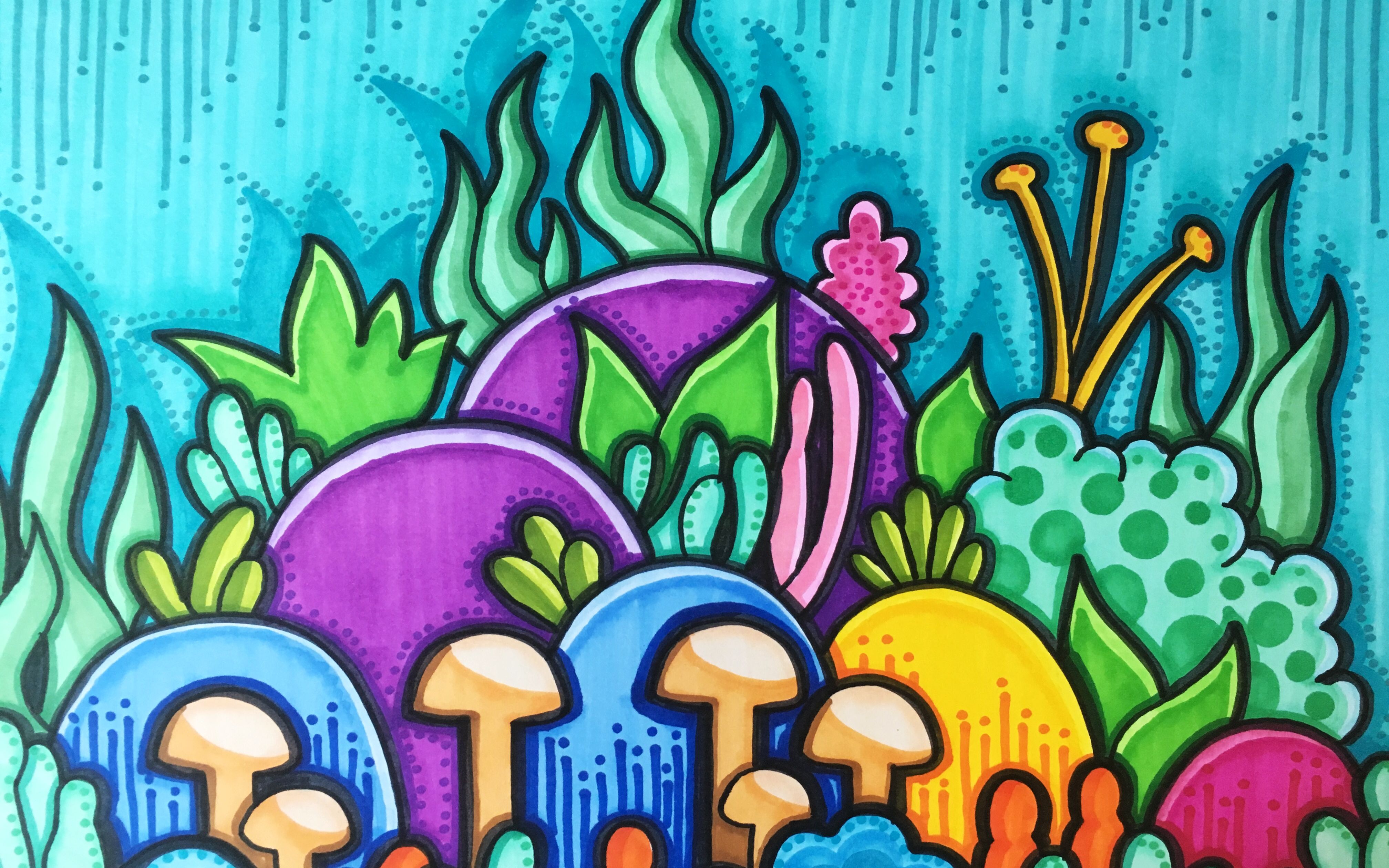 【儿童画手绘】马克笔海底世界