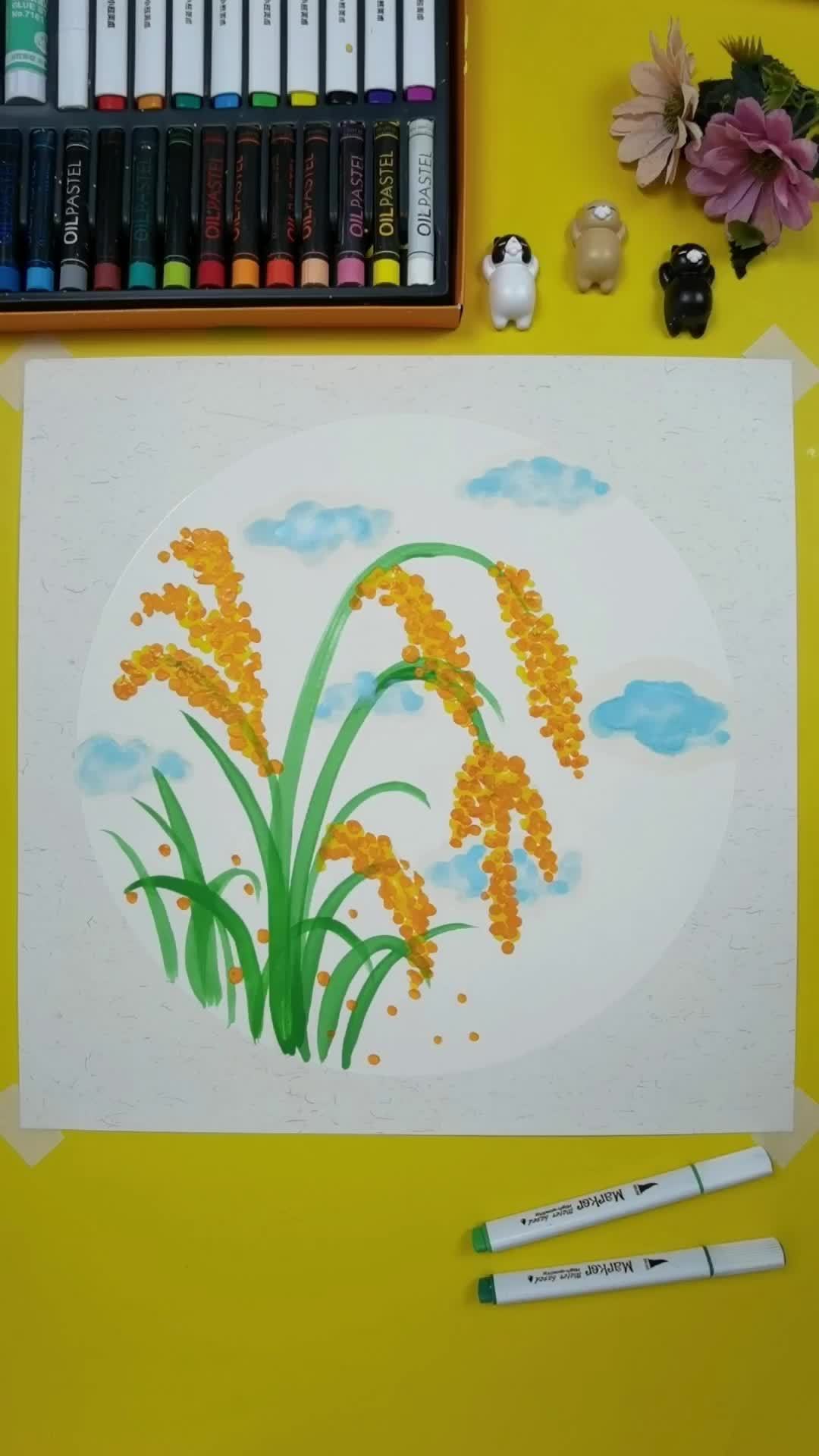 珍惜粮食从我做起水稻 袁隆平画画 幼儿园 创意美术 兴趣才艺 珍惜.