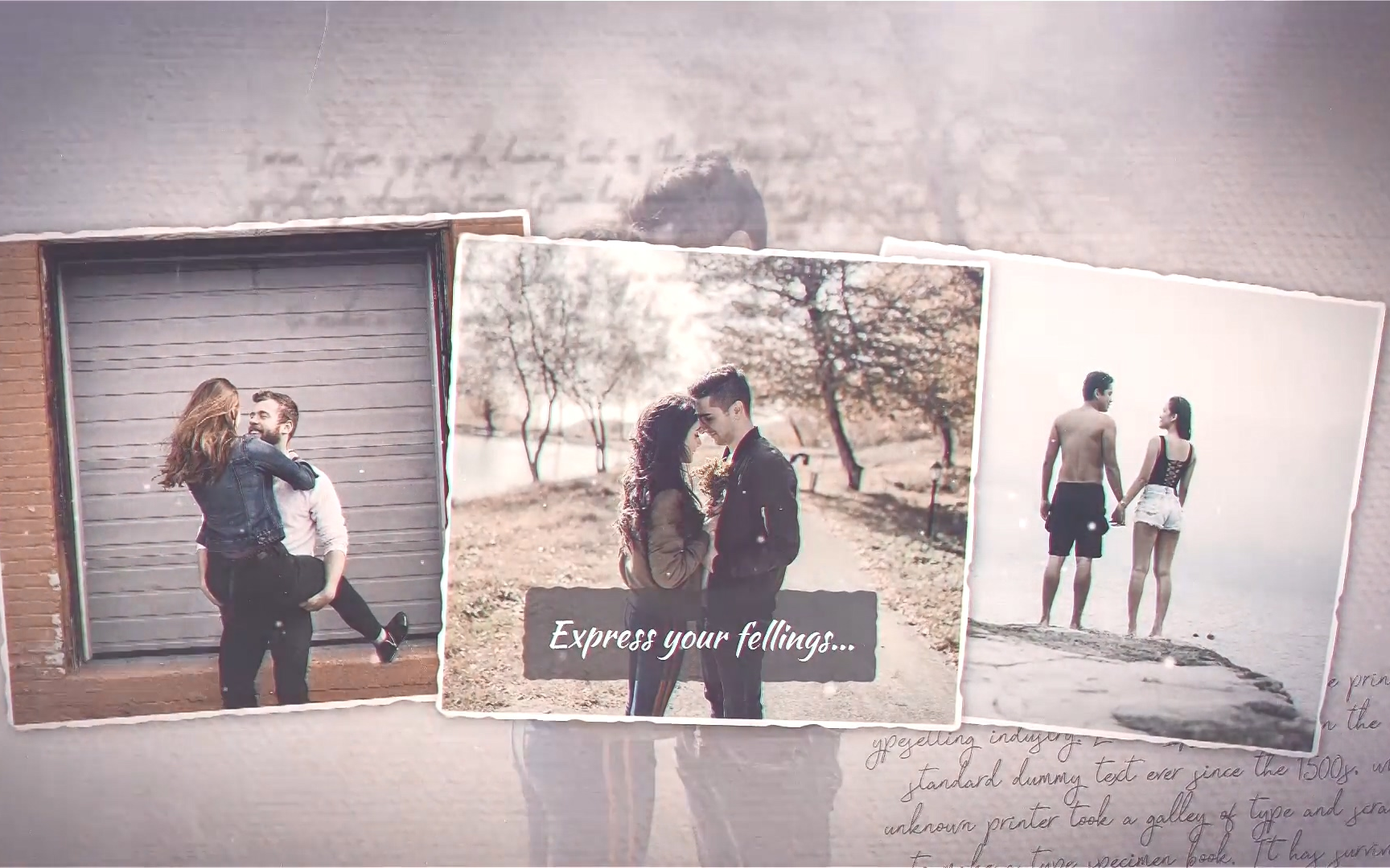 AE模板-邮票边框特效的幻灯片视频婚礼视频个人或家庭影集照片展示...