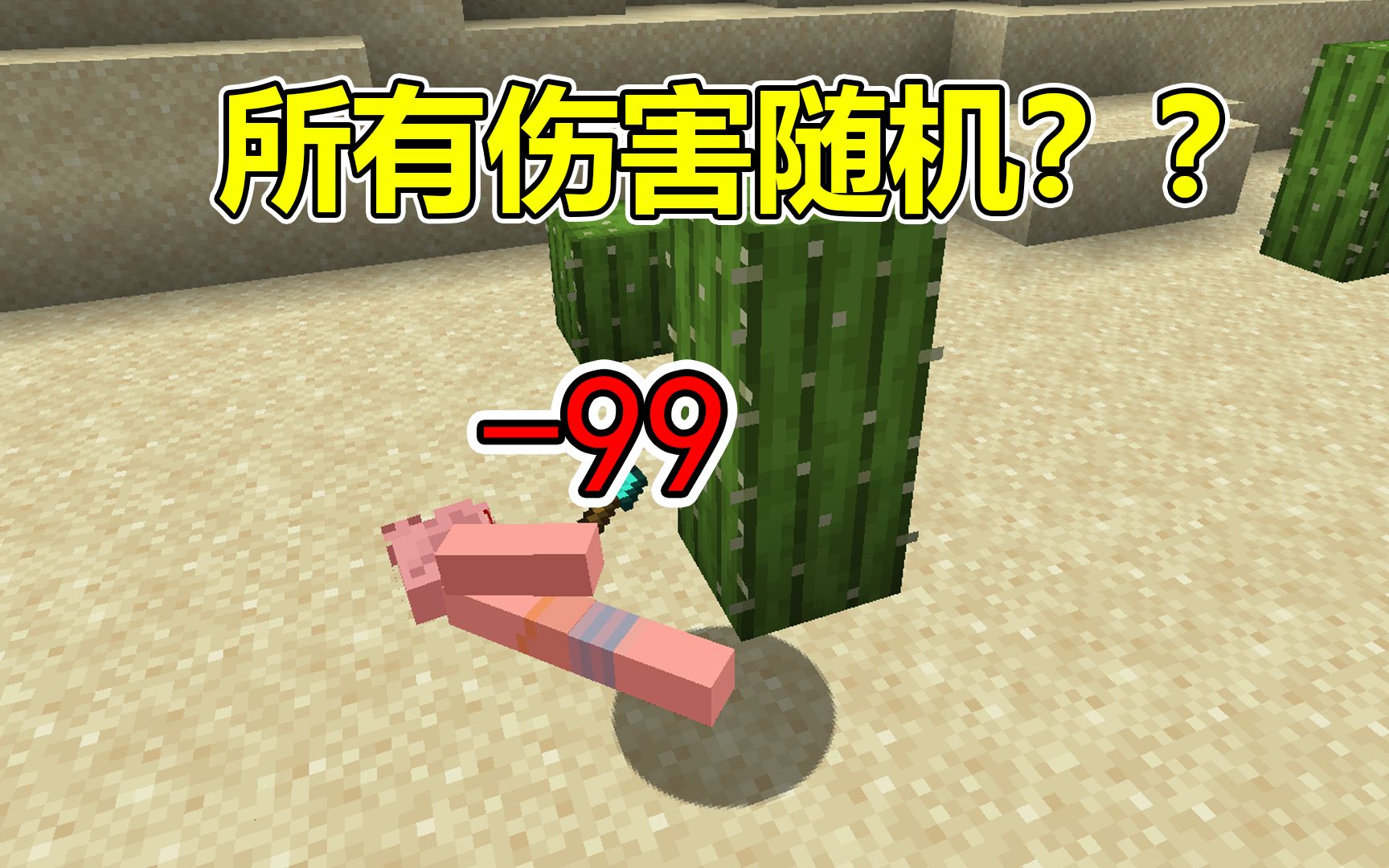 当我受到的伤害都是随机的,被仙人掌扎一下就没了?!#我的世界