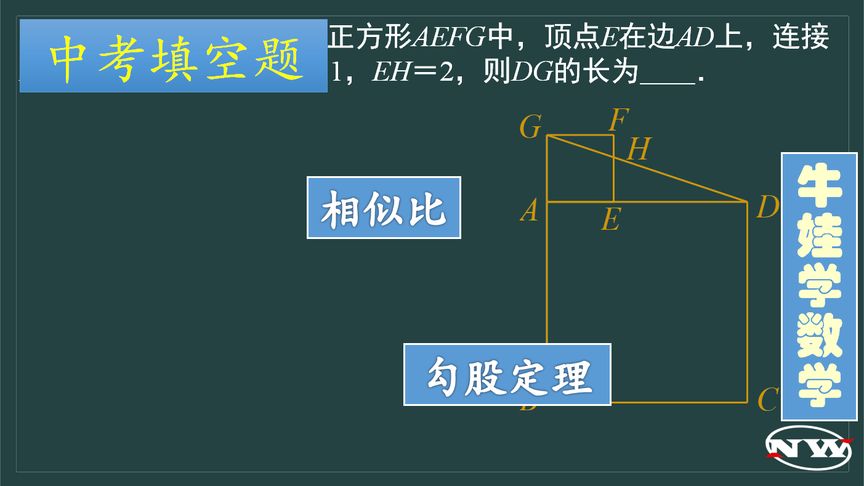 中考填空题020正方形叠加相似三角形比例式直角三角形勾股定理