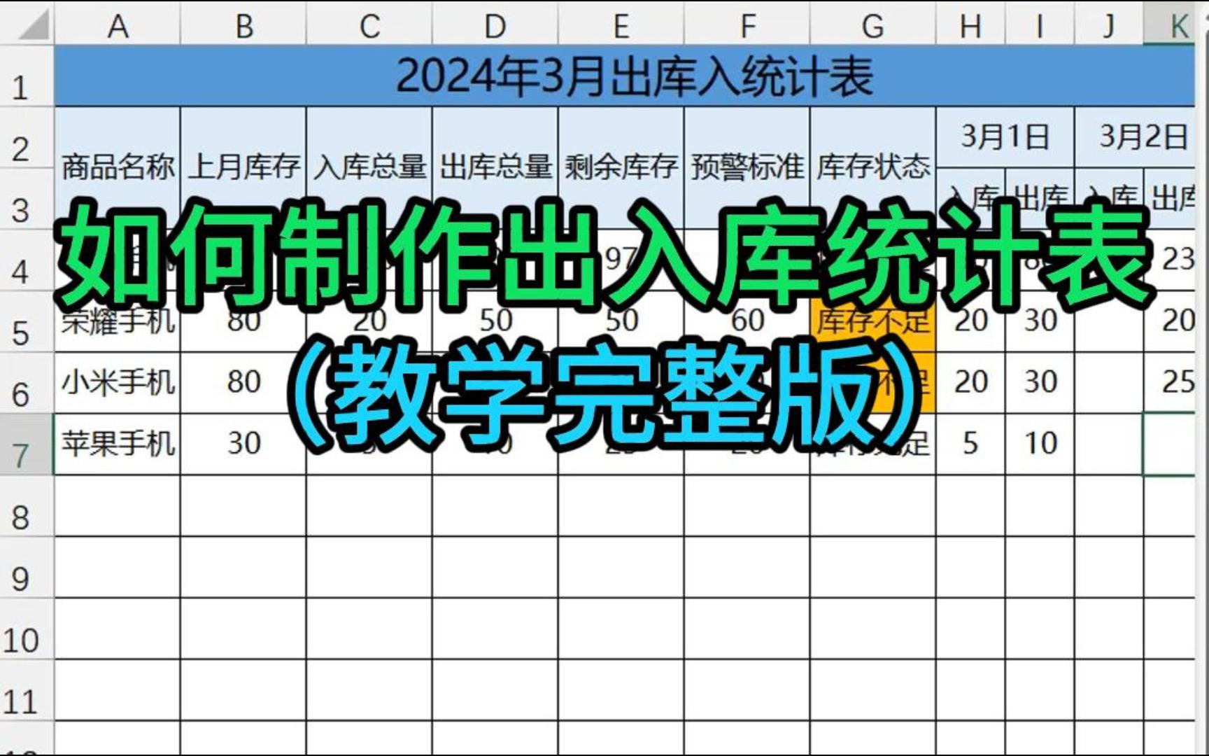 如何制作出入库统计表