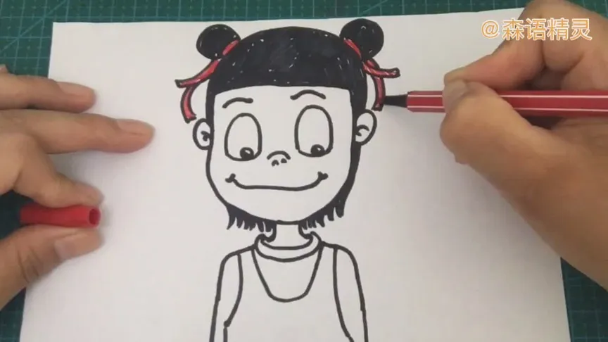 简笔画教程之哪吒,儿童学画画入门,照着画很简单,小朋友喜欢